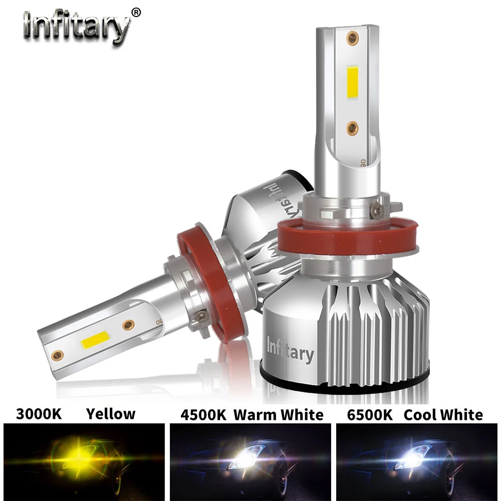 Infitary CSP 1860 칩 H4 H7 Led 주행 조명 20000LM 3000K 4500K 6500K H1 H3 H11 H13 9004 9005 9006 9007 ...