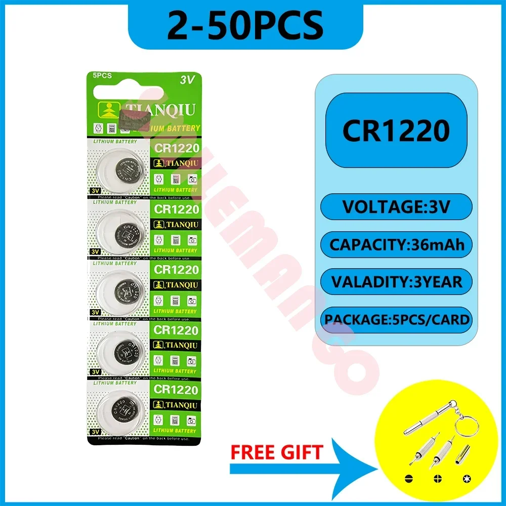 TIANQIU-2-50PCS-CR1220-Button-Coin-Cell-Battery-For-Watch-Car-Remote ...