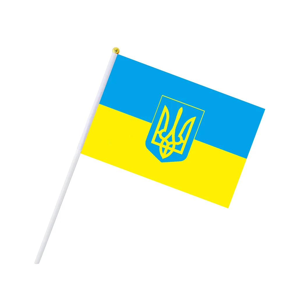 5PCS small Ukraine National Flag 21*14cm polyester flag hand waving ...