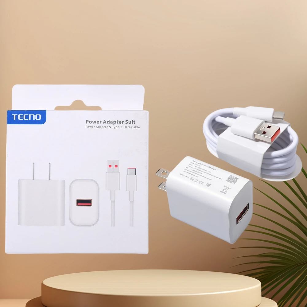 Tecno 33W Super Fast Charger EU/US/UK Power Adapter 1M USB C Cable For ...