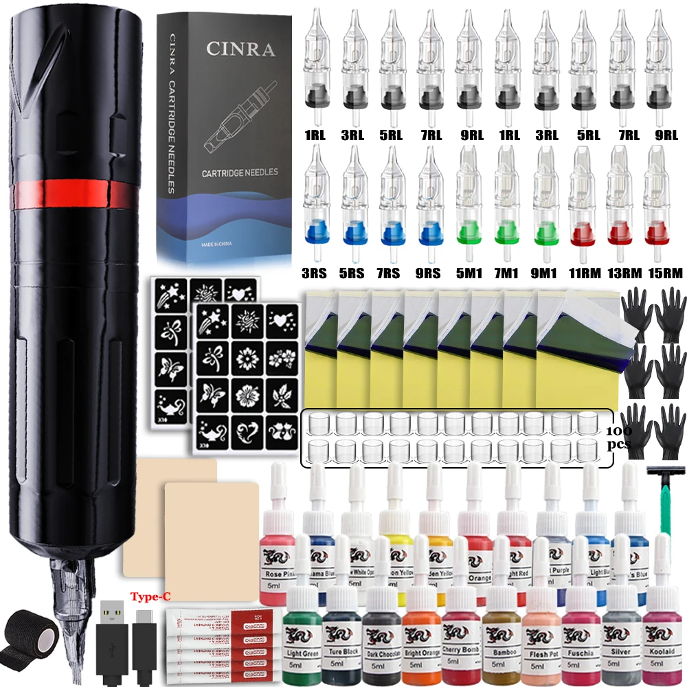 Wireless-Tattoo-Machine-Set-Professional-Tattoo-Pen-Tattoo-Needle ...