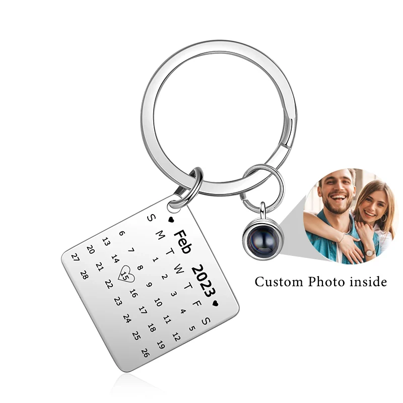 Personalized-Date-Calendar-Keychain-with-Heart-Custom-Photo-Projection ...