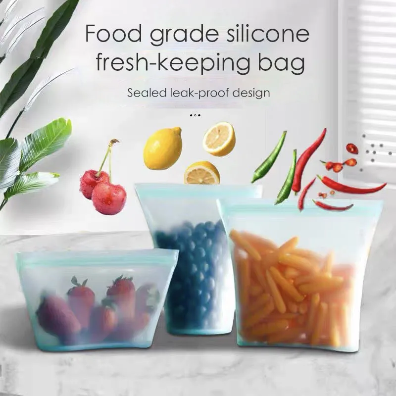 Silicone-Food-Ziplock-Bag-Reusable-Fresh-keeping-Bag-Fruit-Vegetable ...