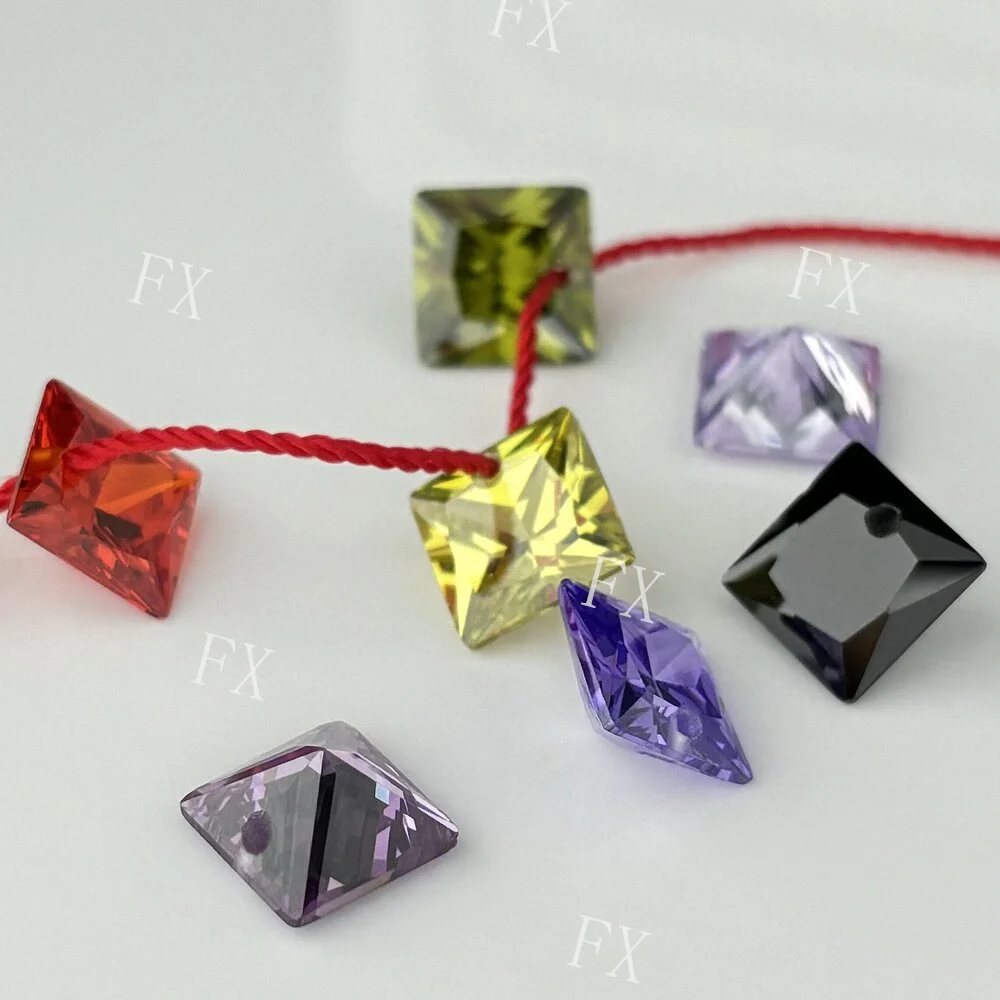 4X4~12x12mm With A Hole Square shape Princess cut multicolor Loose ...