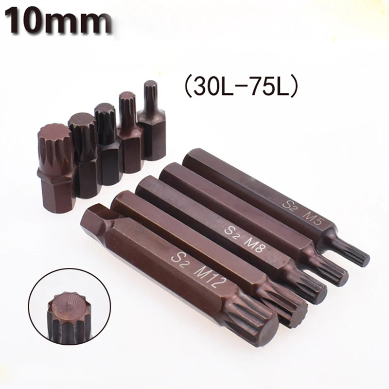 10pcs-lot-30mm-75mm-Length-Torx-Screwdriver-Bit-12-Point-Spline-10mm ...