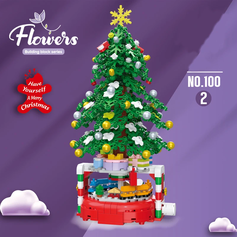 515PCS-Christmas-Tree-Building-Block-Model-City-Street-Scene-Plant ...