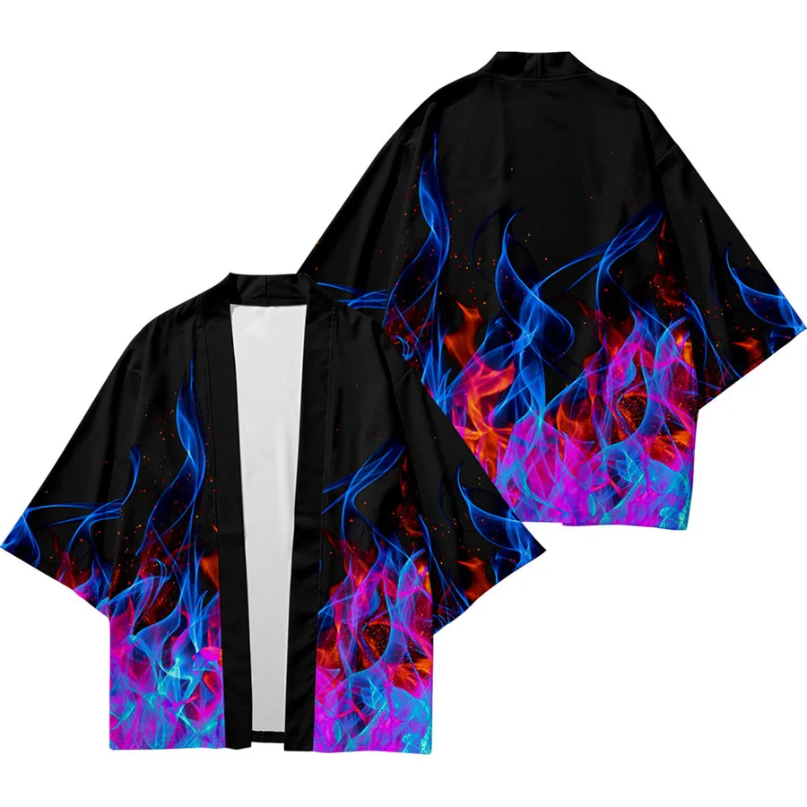 Colorful-Flame-3D-Printing-Japanese-Kimono-Haori-Yukata-Cosplay-Women ...