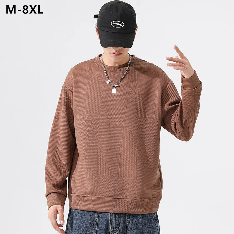 Popular-Basic-Sweater-Men-Oversized-O-Neck-Jacquard-Pullover-Plus-Size ...