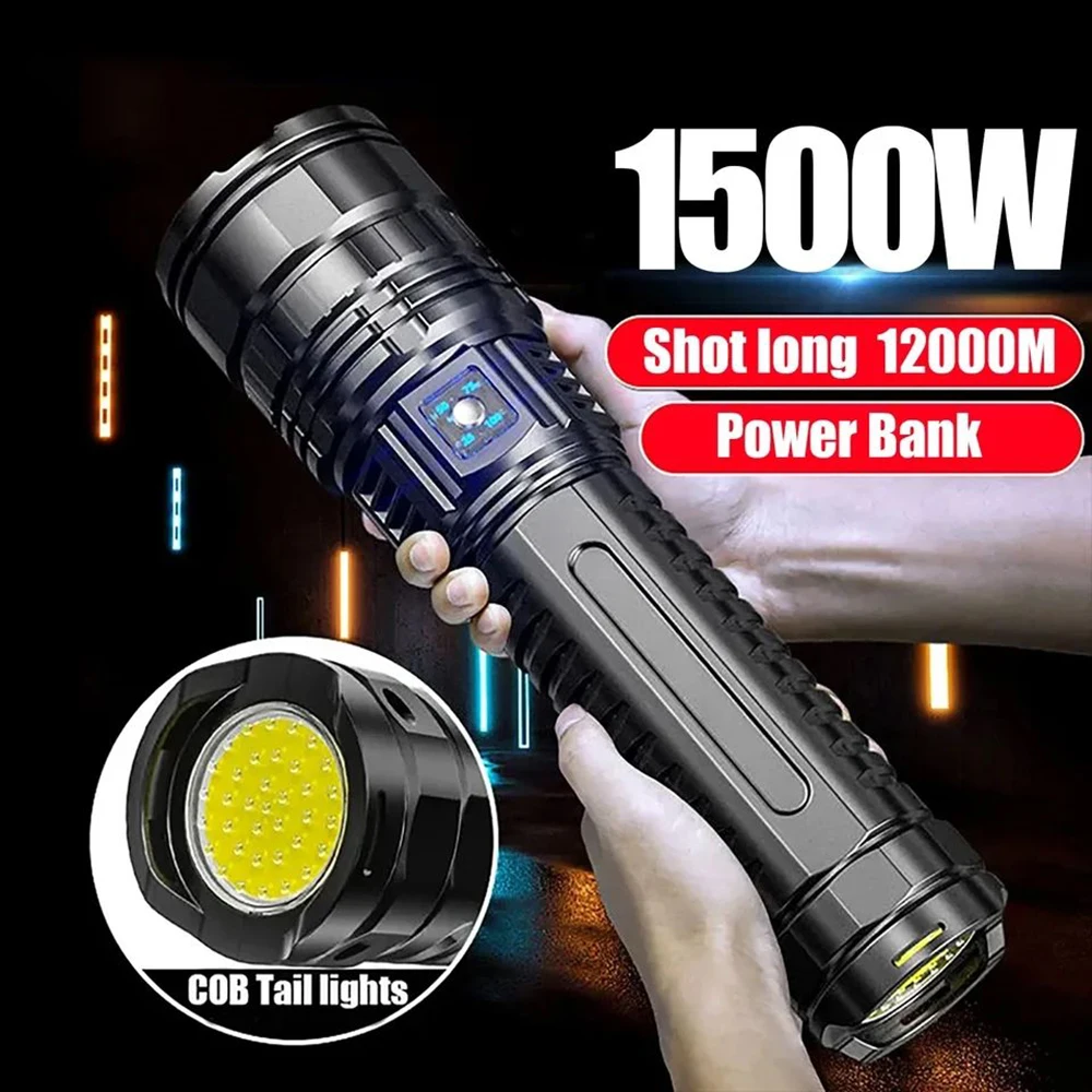 Most-Powerful-Led-Flashlights-Tactical-Built-in-Battery-15000MAH-Flash ...