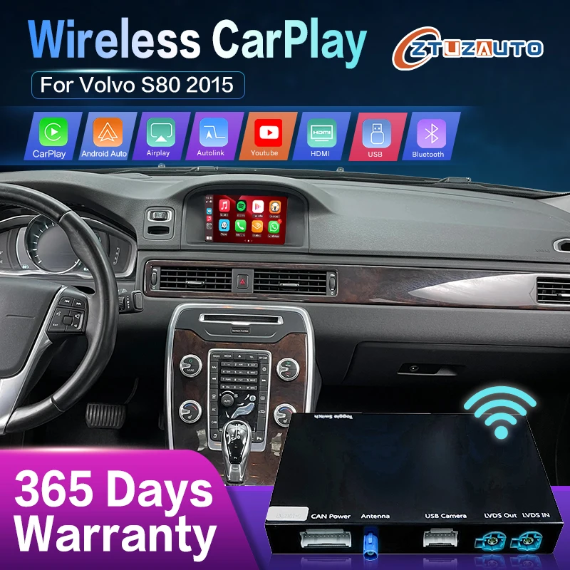 Wireless CarPlay for Volvo S80 2015 7" LCD ScreenAndroid Auto Interface ...
