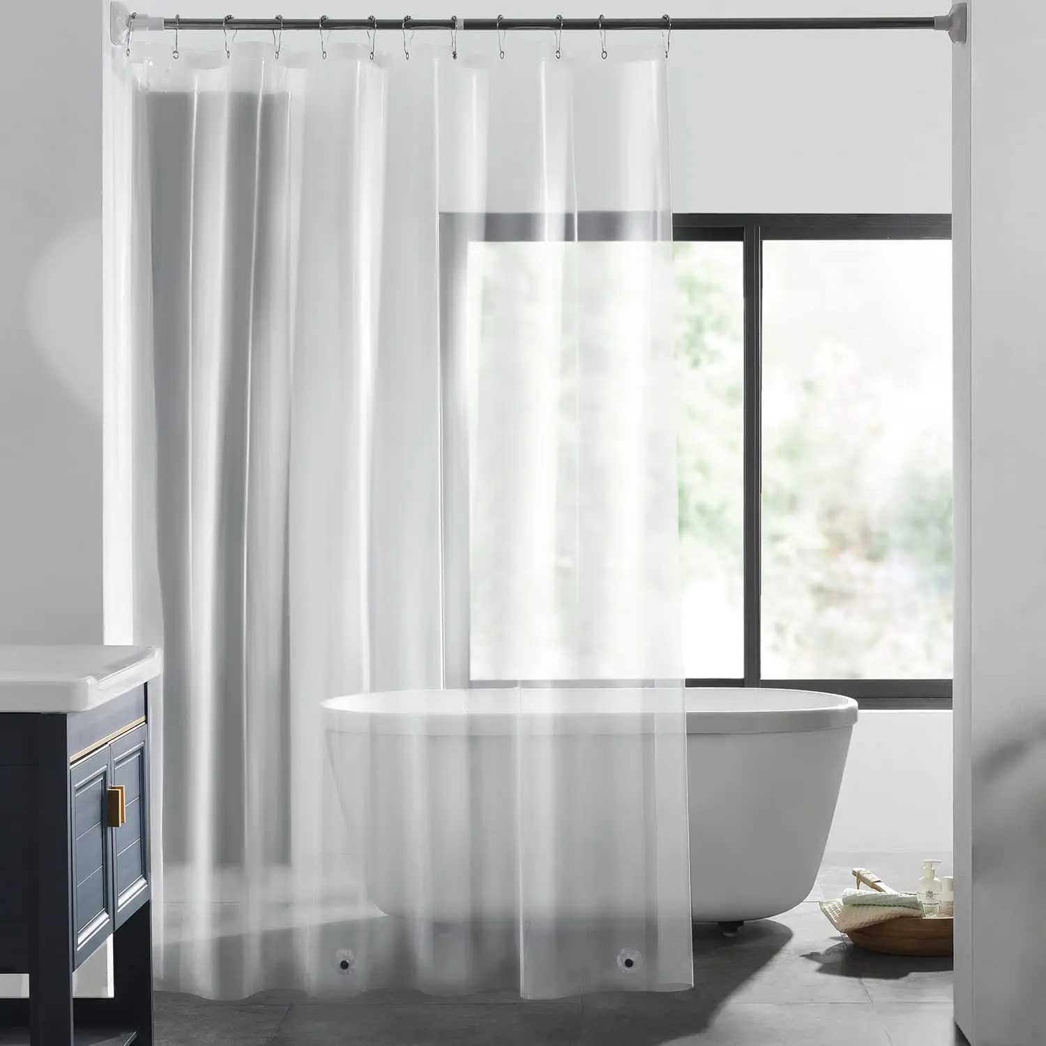 Transparent-Shower-Curtain-Bathroom-Curtain-Polyester-Shower-Cover ...