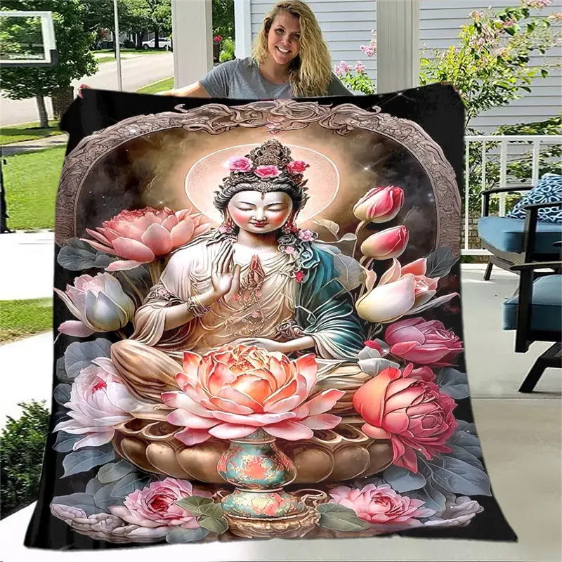 Buddhism-Buddha-Sakyamuni-Guanyin-Bodhisattva-Plush-Blanket-Flannel ...