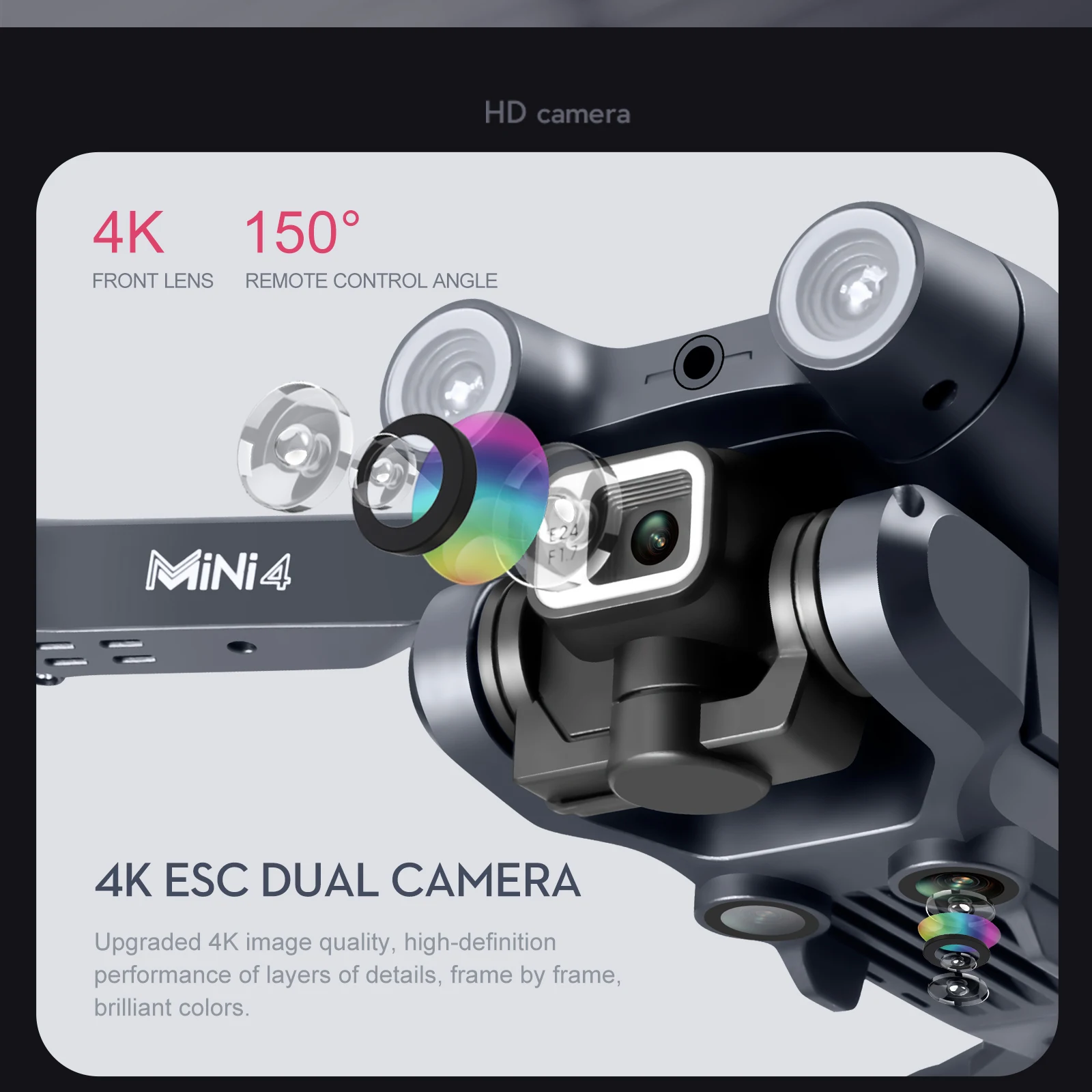 4K Noir 3B - Drone Professionnel 4K GPS 5km, Quadricoptère HD avec ...