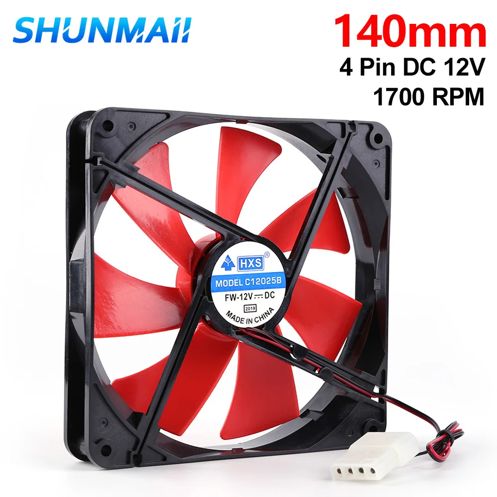 140mm-4-Pin-DC-12V-Quiet-PC-Case-Cooling-Fan-1700-RPM-Desktop-CPU ...