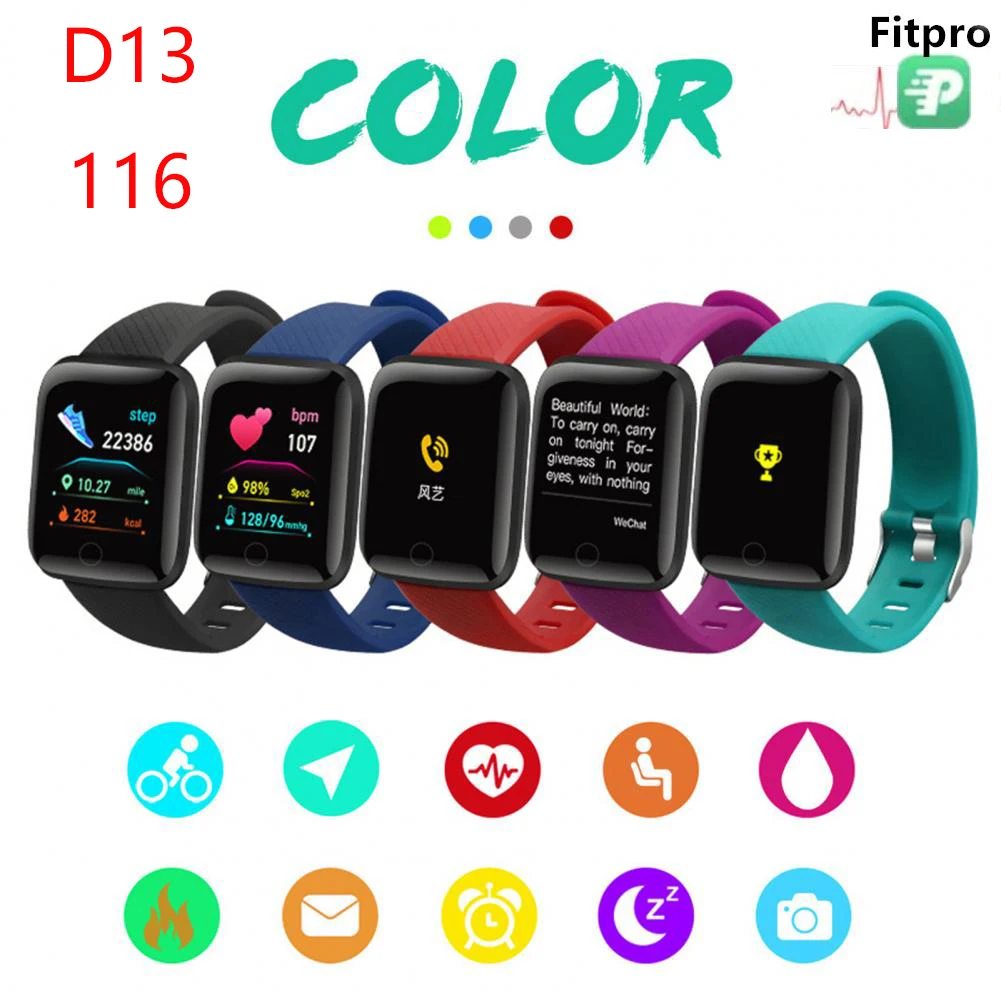 new-D13-Smart-Watch-116plus-Bluetooth-Fitness-Tracker-Sports-Watch-Heart-Rate-Monitor-Blood ...