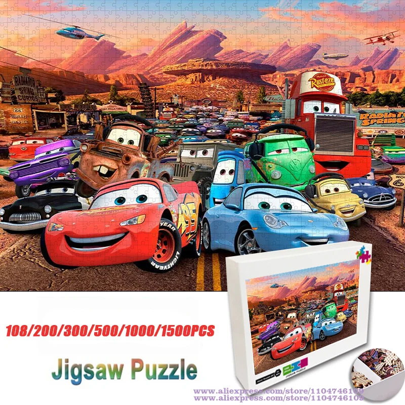 Disney Anime Cars Puzzle Jigsaw Cartoon Colorful Print Cars Puzzles 108 ...