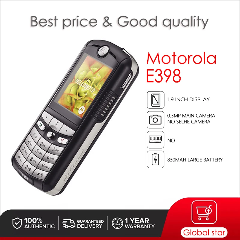Motorola e398 remodelado telefone móvel original gsm 1.9 polegadas telefone celular antigo frete ...