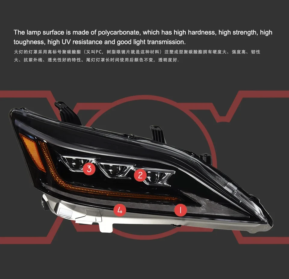 Car Head Lamp for Lexus ES ES200 Headlights 2006-2012 ES300 LED ...