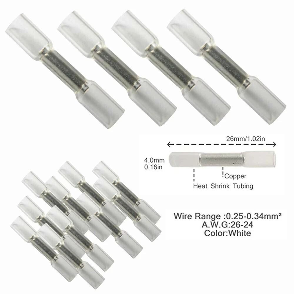 10-25-50-100-200PCS-White-Crimp-Terminals-Cable-Splice-Sleeve ...