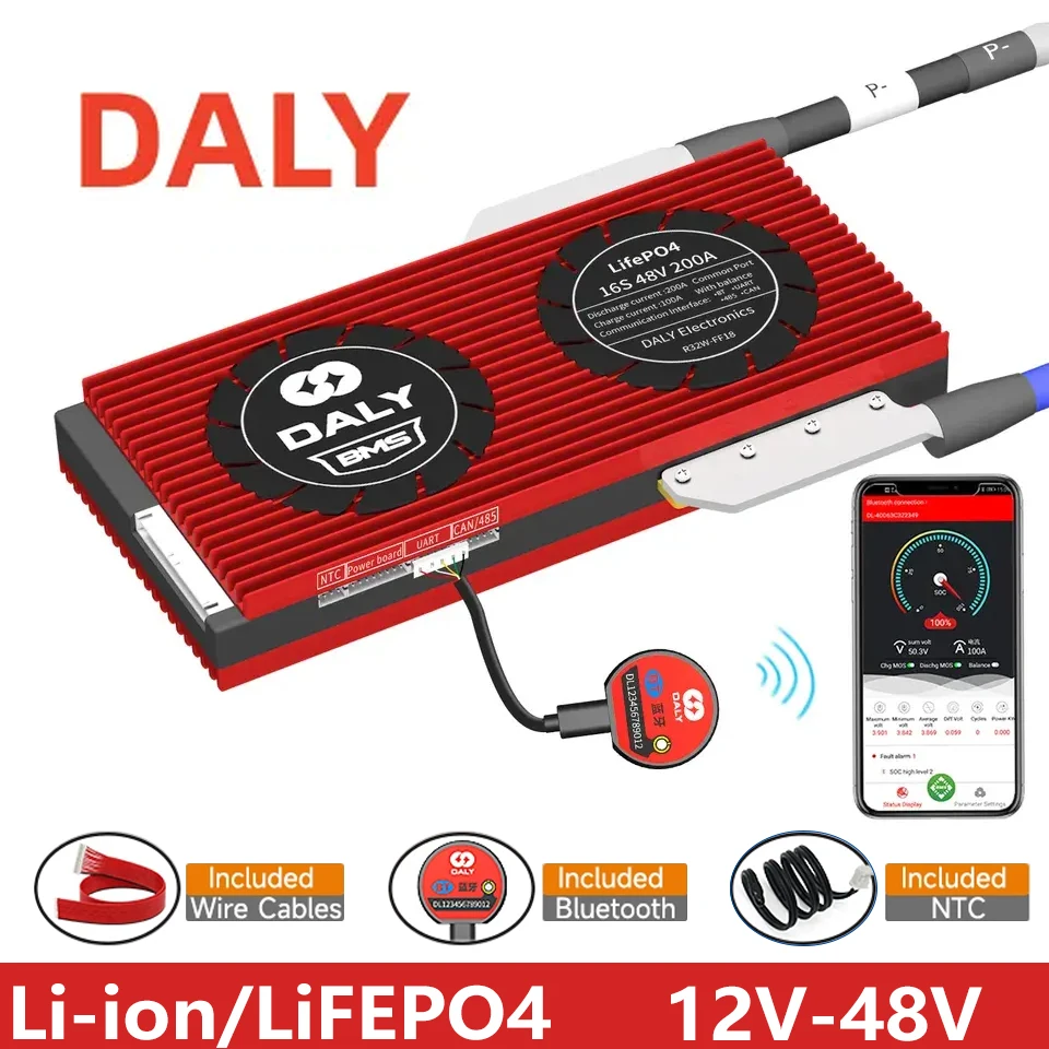 Daly-Smart-BMS-4S-Lifepo4-8S-16S-30A-40A-120A-200A-300A-400A-500A-APP ...