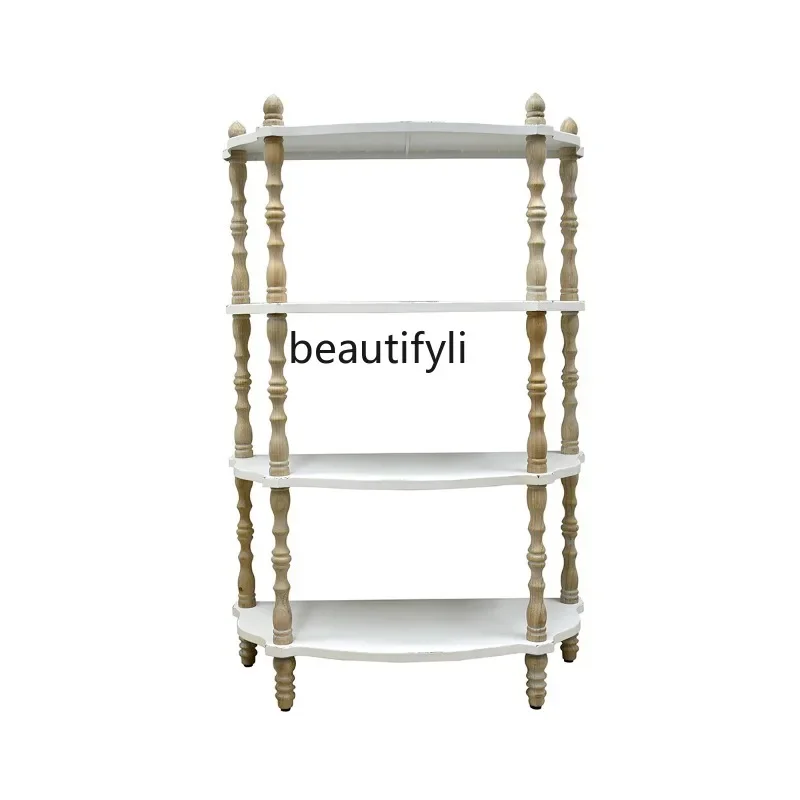 American-Country-Retro-Distressed-Shelf-Ancient-Roman-Column-Solid-Wood ...