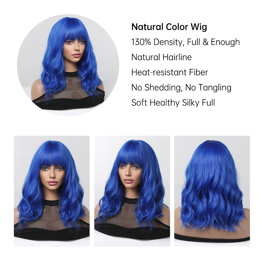 Blue Wigs With Bangs