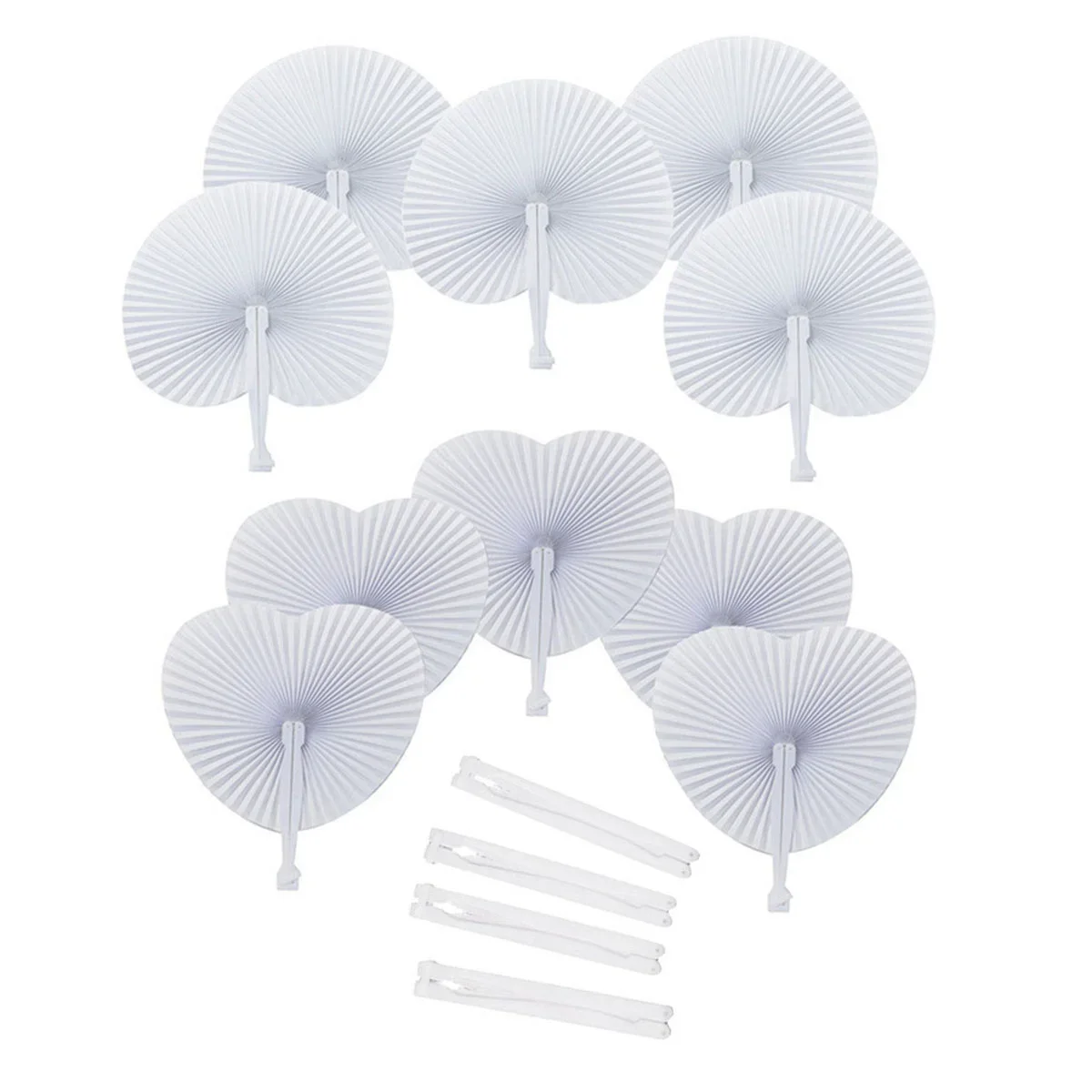 30-120pcs-White-Heart-Shape-Folding-Fan-Blank-Paper-Hand-Fans-With ...