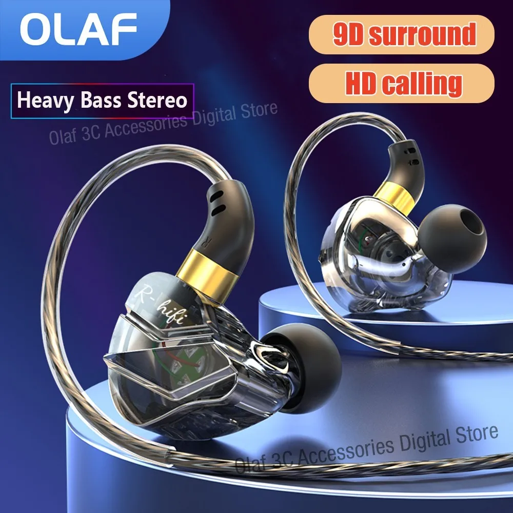 OLAF-Fones de ouvido intra-auriculares com fio, L Bending Plug, Hi Fi ...