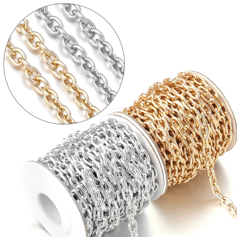 5yards/roll O-shaped Aluminum Chain Metal Chain For DIY Jewelry Making ...