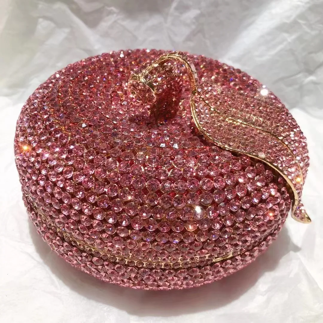 WHTUOHENG Apple Pink Rhinestone Evening Clutch Luxury Crystal Clutches ...