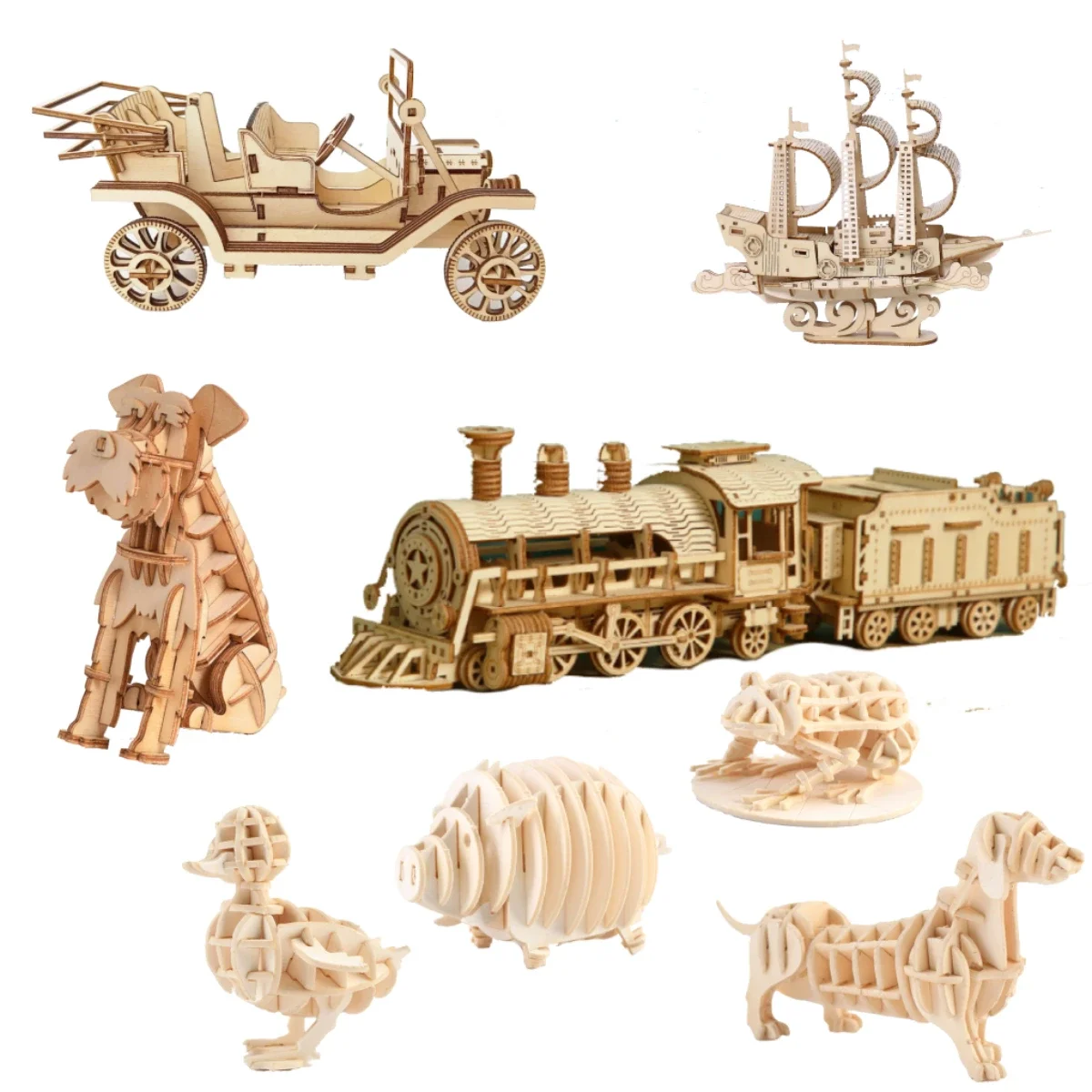 3D-Wood-Color-Puzzles-Models-Child-Assemble-Building-Blocks-DIY-Animal ...