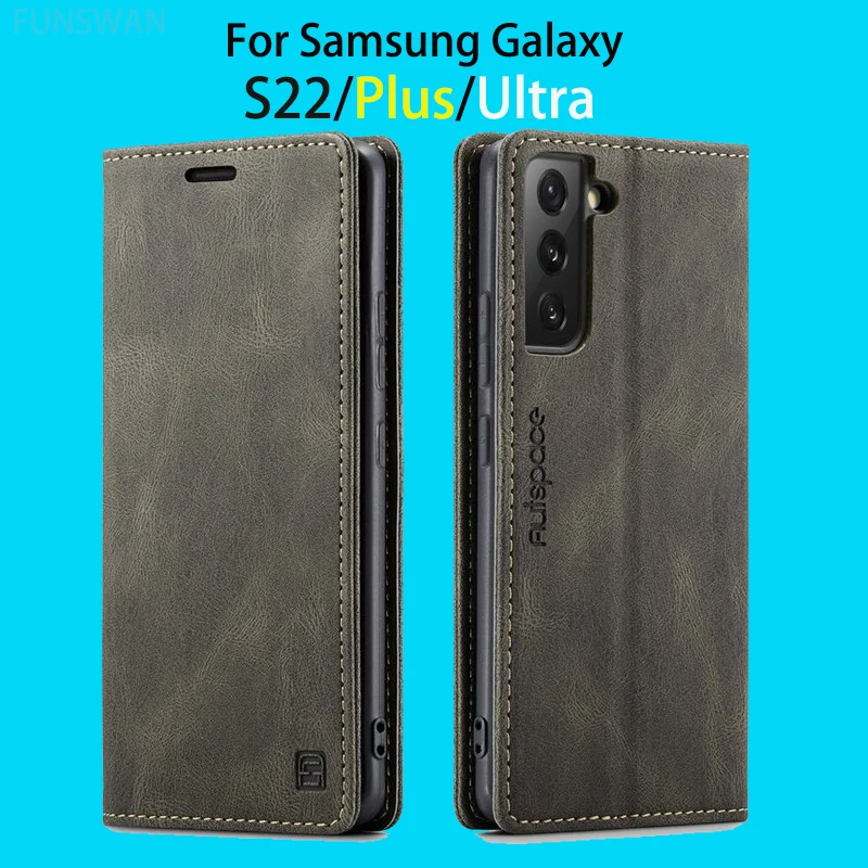 Leather-Case-For-samsung-Galaxy-S22-Ultra-Plus-Magnetic-Flip-Luxury ...
