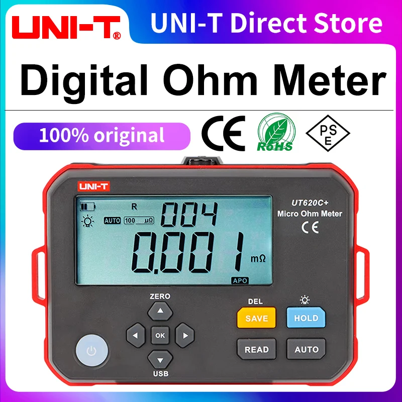 UNI-T UT620C Plus Micro ohmímetro DC probador de baja resistencia 0 ...