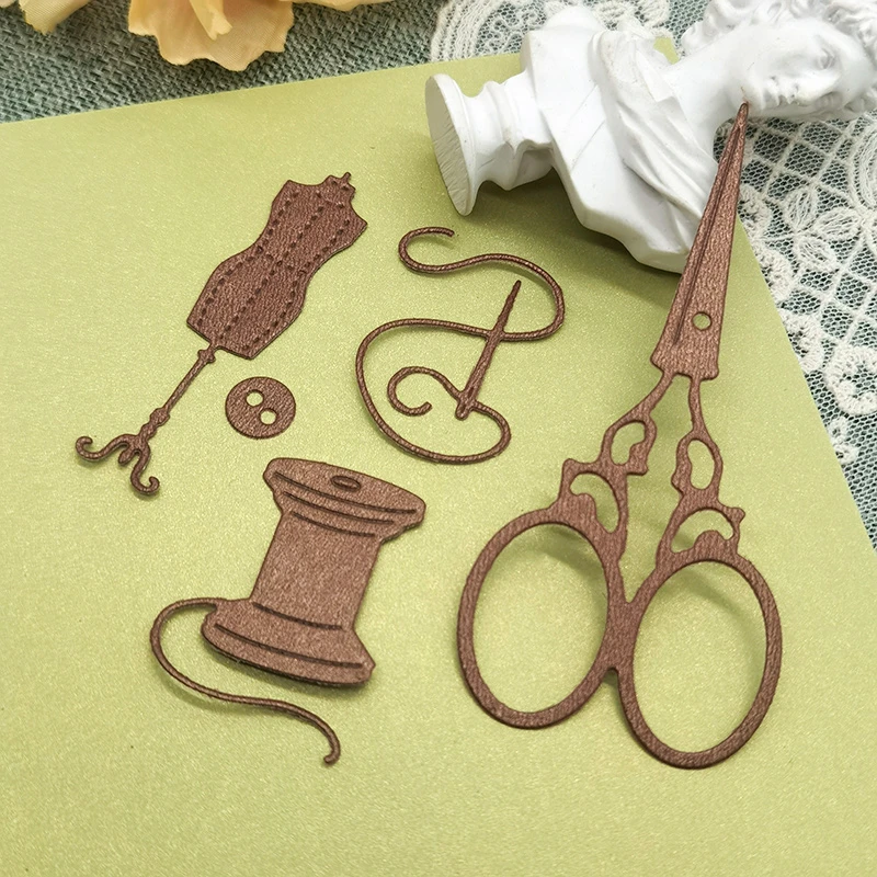 Scissors Needle Metal Cutting Dies Stencils For Diy Scrapbooking ...