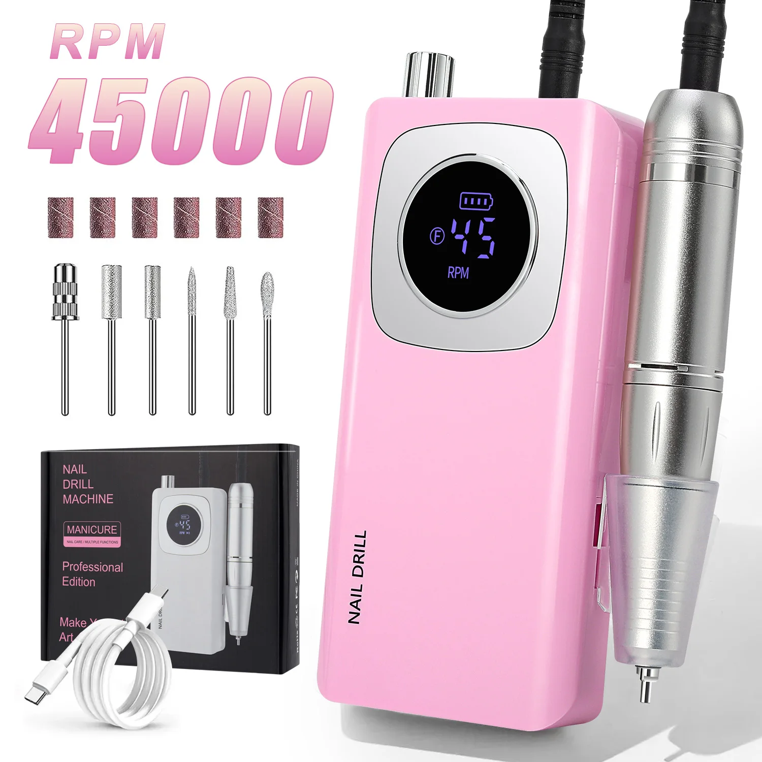 45000RPM-Nail-Drill-Manicure-Machine-Electric-Drill-For-Nails ...