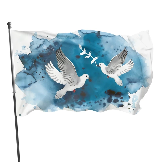 PEACE Flags Pigeon Banner LOGO Pattern Flag Symbolizes World Peace and ...