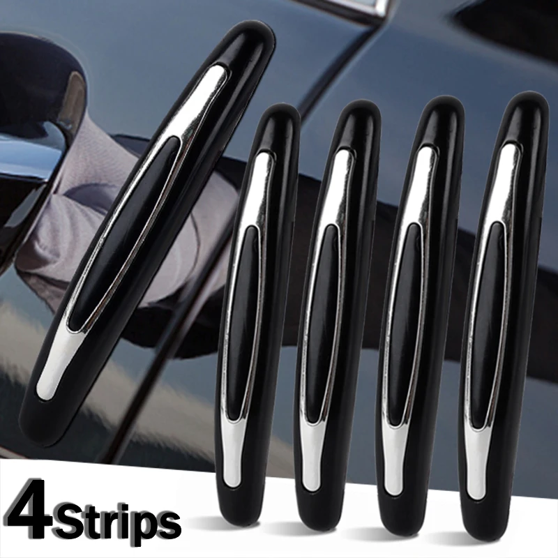 4pcs Car Door Anti-collision Strips ABS Arc Thickened Car Door Rearview ...