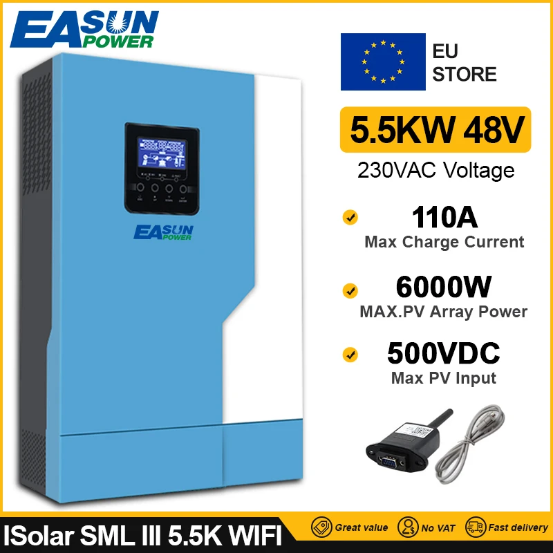 EASUN POWER Soalr Inverter 5500W 3500W MPPT 100A 500VDC PV Input 220VAC ...