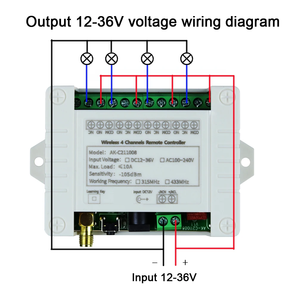 Long Distance Wireless Switch with 4CH RF Remote - tech.diydynamic.com