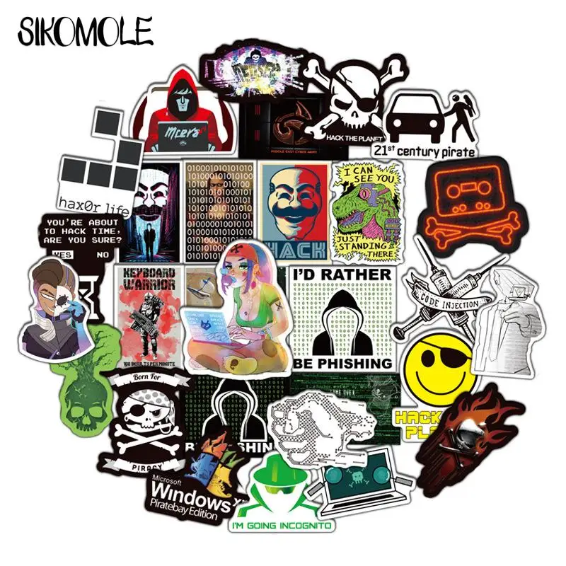 10/30/50PCS Cartoon Programming Geek Hacker Developer Language Logo DIY ...