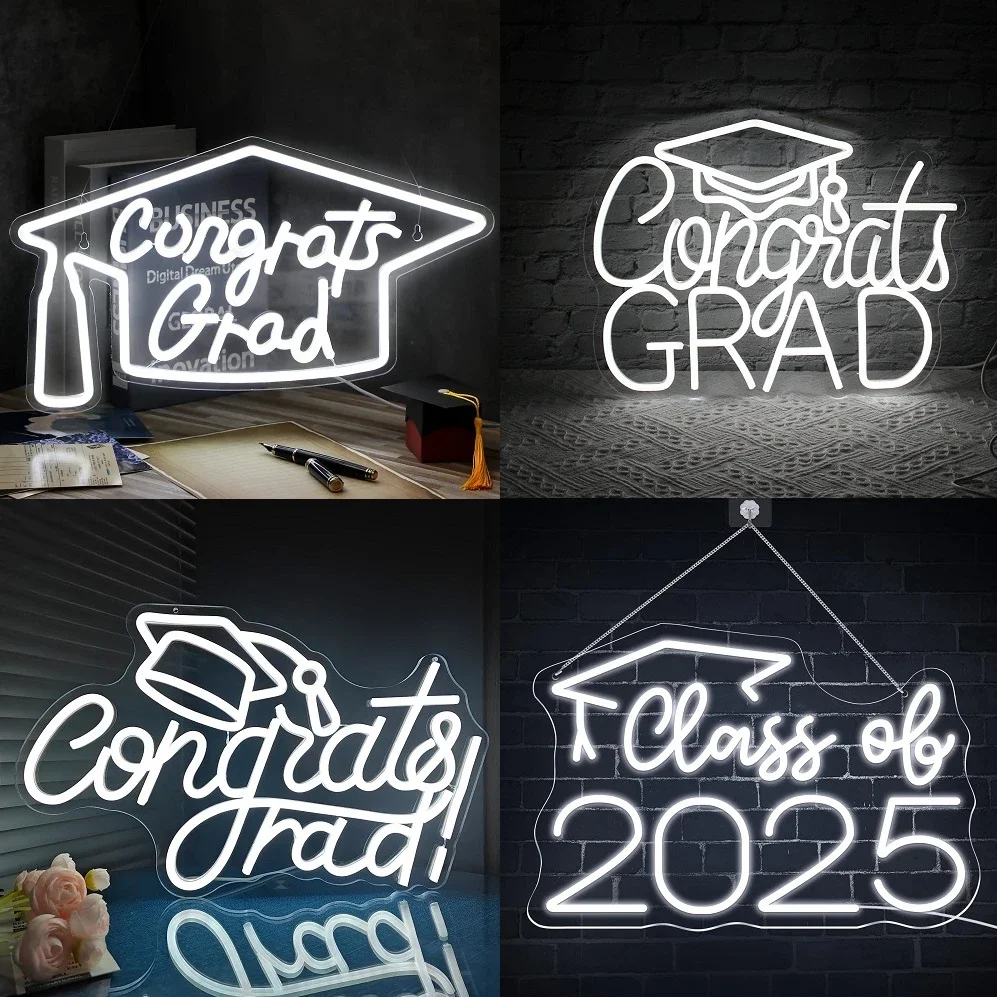 Congrats Grad Neon Signs For Wall Decor Art Logo Graduation Season 2025 ...