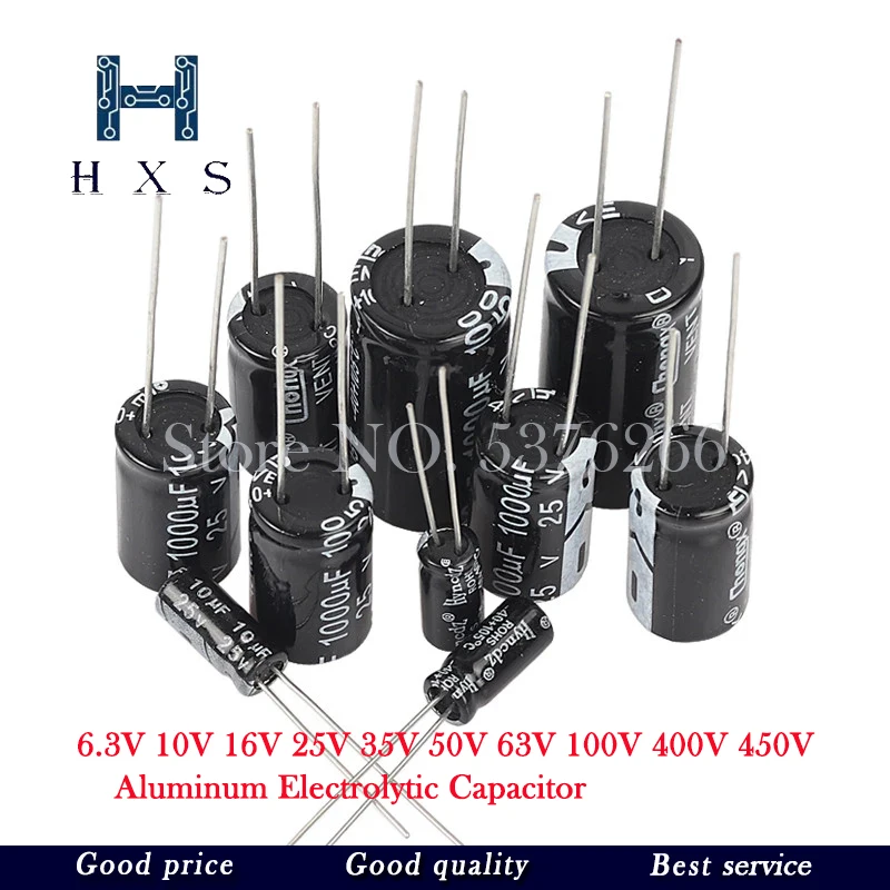 Aluminum Electrolytic Capacitor 6.3v 10v 16v 25v 35v 50v 63v 100v 400v ...