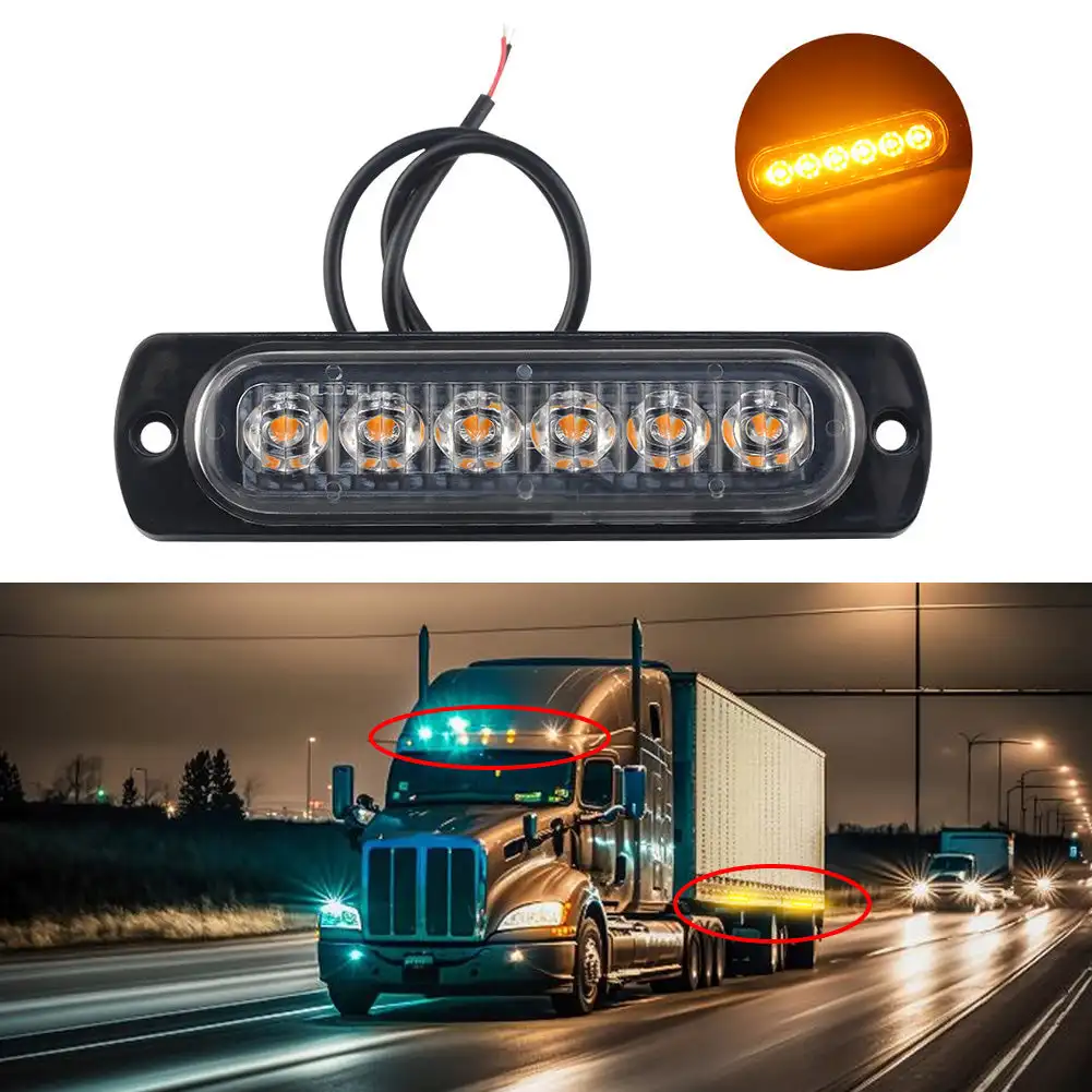 6SMD-12V24VTruck-LED-Constant-Warning-Light-Side-Marker-Grille-Lightbar ...