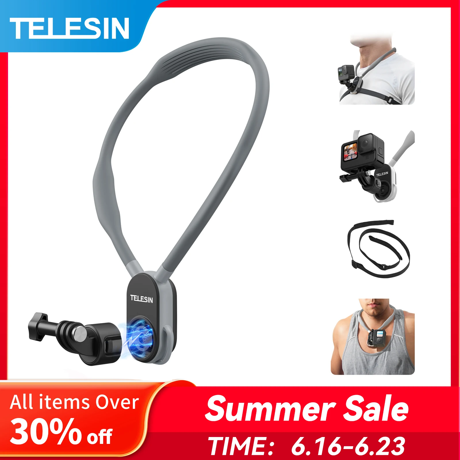 TELESIN-Quick-Release-Silicone-Neck-Mount-Magnetic-Hold-for-GoPro-Hero ...