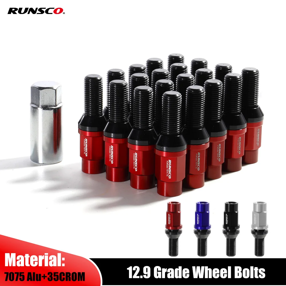 M14x1.5 M14x1.25 M12x1.5 M12x1.25 Thread Length 35mm Wheel Forged Bolts Nuts Screw for Bmw Benz ...