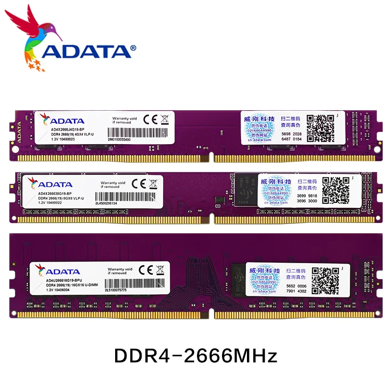 Original ADATA Memoria RAM DDR4 2666MHz 8GB 16GB Computer Random Access Memory Purple VLP U-DIMM ...