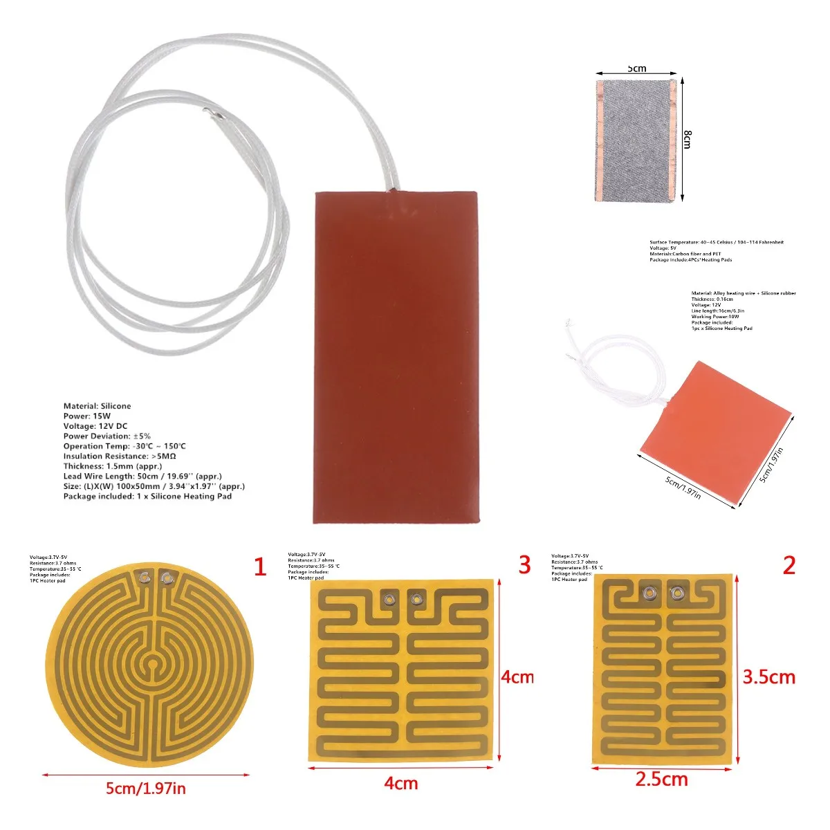 15W-12V-DC-Flexible-Waterproof-Silicon-Heater-Pad-Wire-Heater-Engine ...