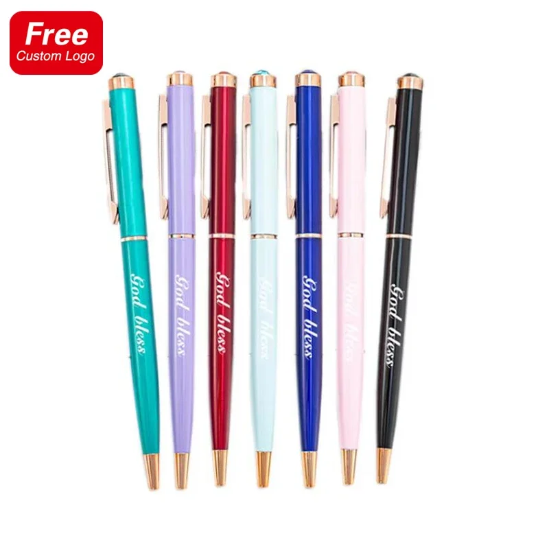 10Pcs-Candy-Color-Metal-Ballpoint-Pen-Custom-Logo-Advertising-Rotate ...
