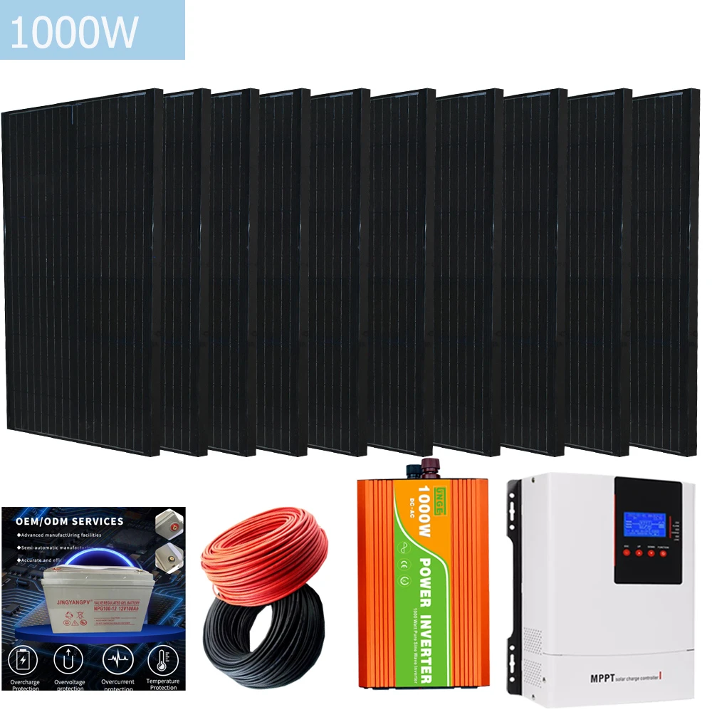 1000w solar panel kit 150KWH/Month 220V home solar power kit With ...