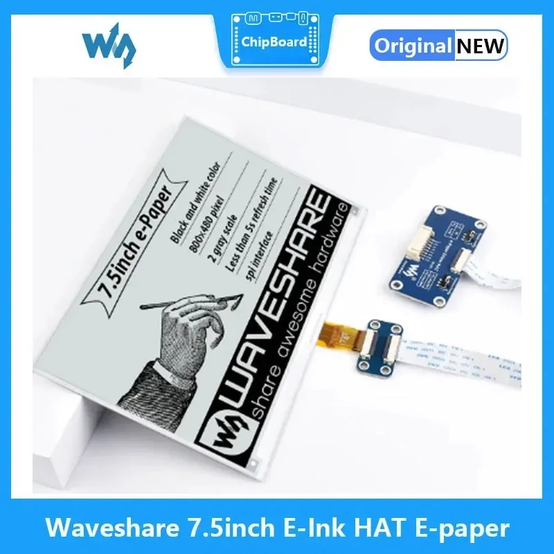 Waveshare-7-5inch-E-Ink-HAT-E-paper-Display-800x480-Supports-Raspberry ...